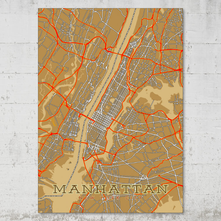 MANHATTAN NYC Street Map Half-Tone Poster - Mister Map Designs