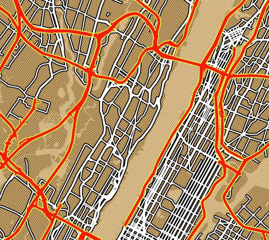 New York City Street Map Art Halftone Poster - Mister Map Designs